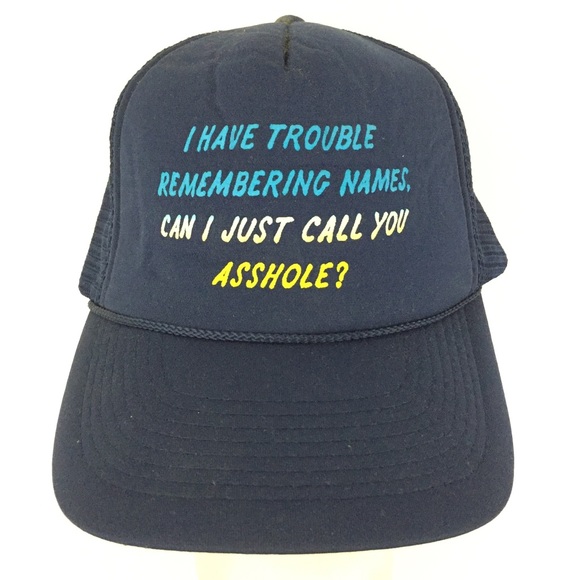 None | Accessories | Vtg Trouble Names Ahole Hat Funny Humor Logo Mesh ...